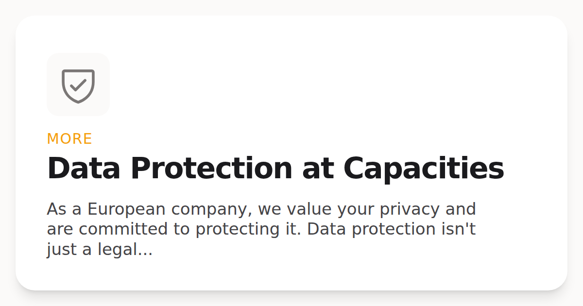 Data Protection at Capacities - Capacities Documentation