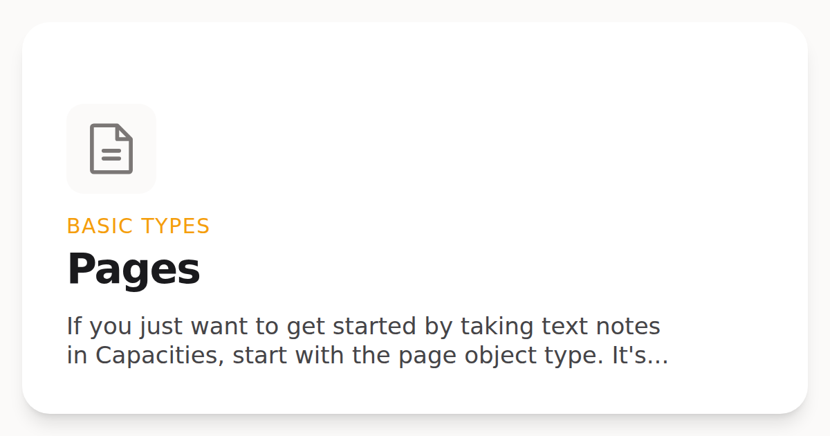 Pages - Capacities Documentation