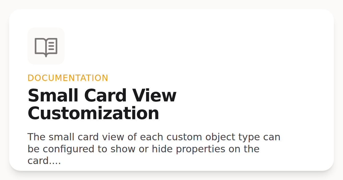 Small Card View Customization - Capacities Documentation
